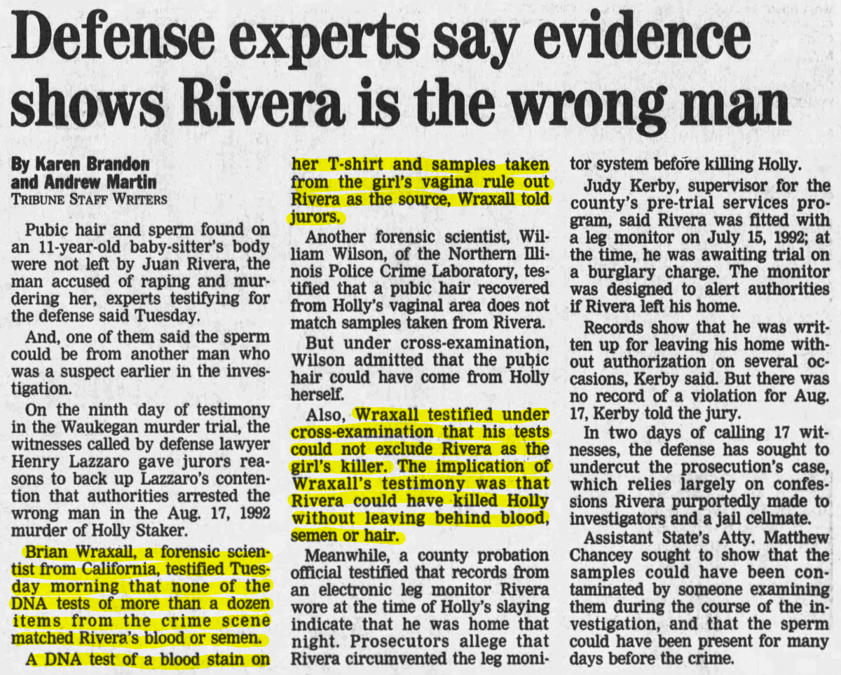 Chicago Tribune: Brian Wraxall rules out suspect as source of ...