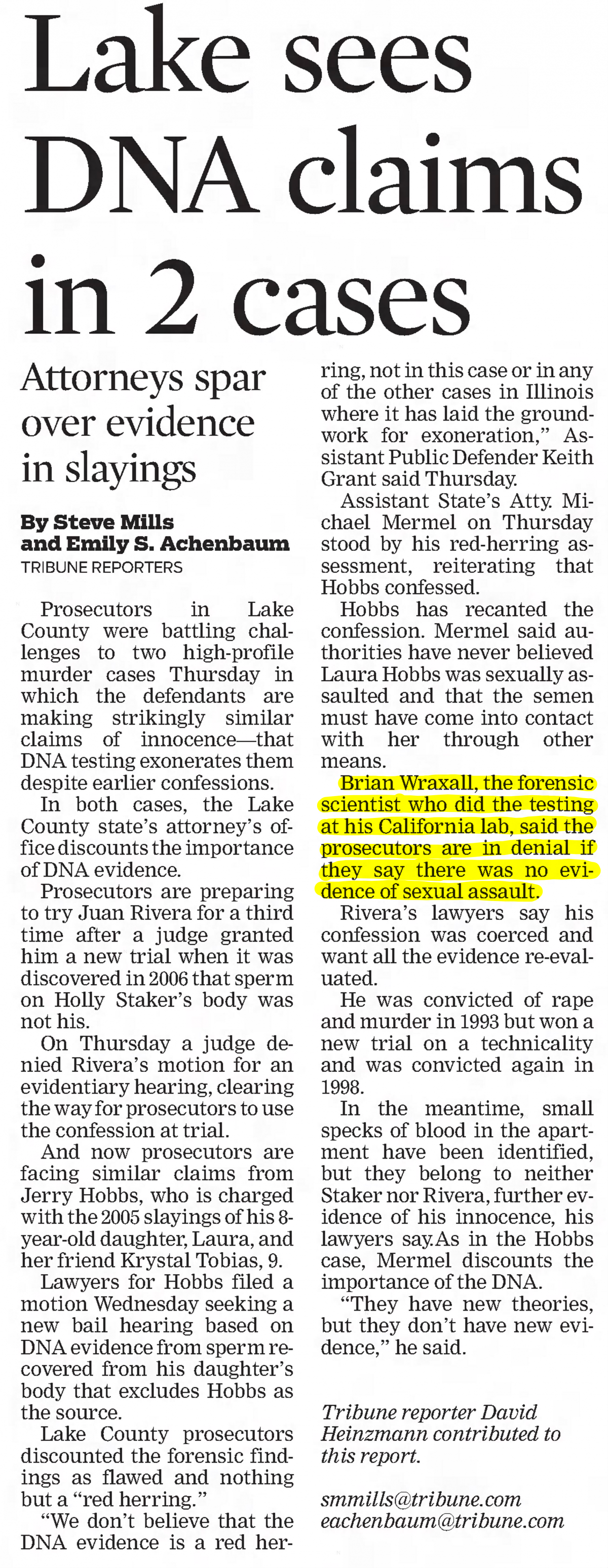 Chicago Tribune: Brian Wraxall says prosecutors are in denial ...